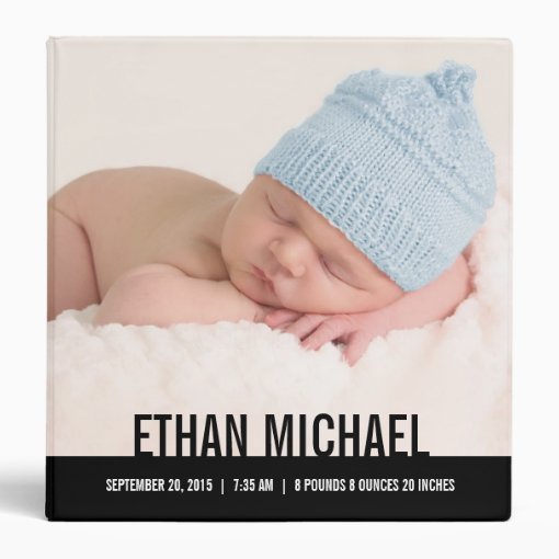 Welcome Baby Personalized Binder - Black | Zazzle