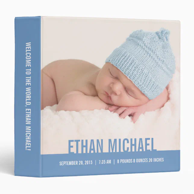 Welcome Baby Personalized Binder - Blue | Zazzle