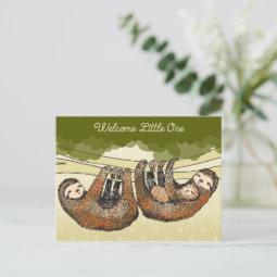 Welcome Baby Sloth Postcard | Zazzle