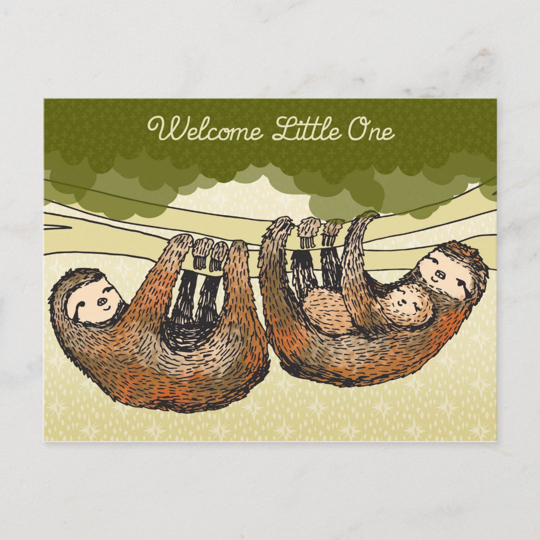 Welcome Baby Sloth Postcard | Zazzle