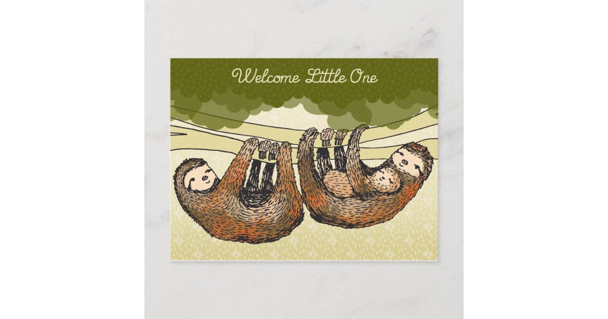 Welcome Baby Sloth Postcard | Zazzle