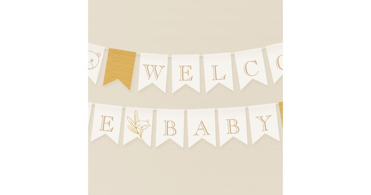 Welcome Baby Woodland Creatures Bunting Flags | Zazzle