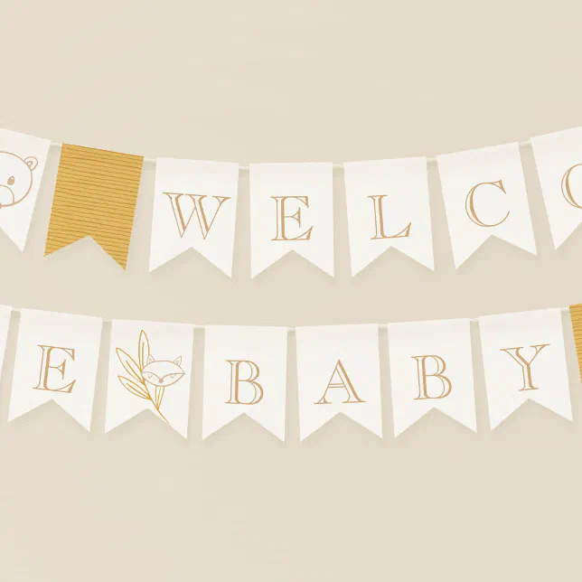 Welcome Baby Woodland Creatures Bunting Flags | Zazzle
