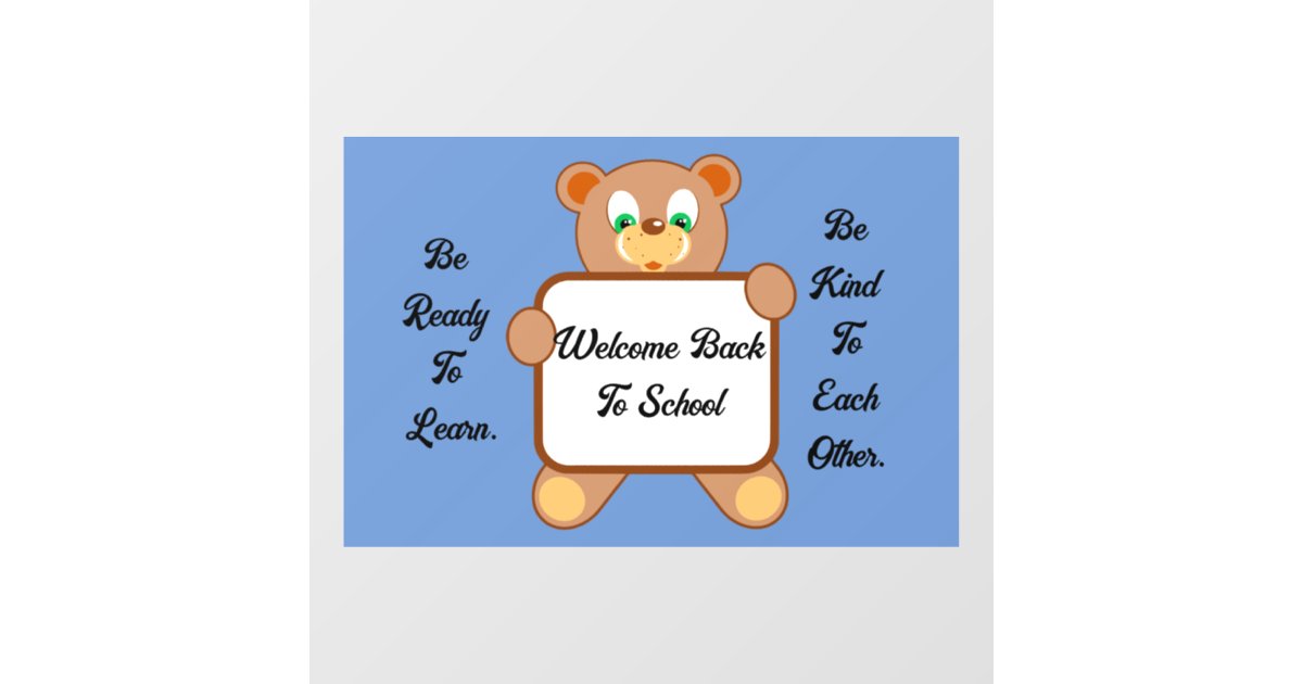 Welcome Back Bear Window Cling | Zazzle