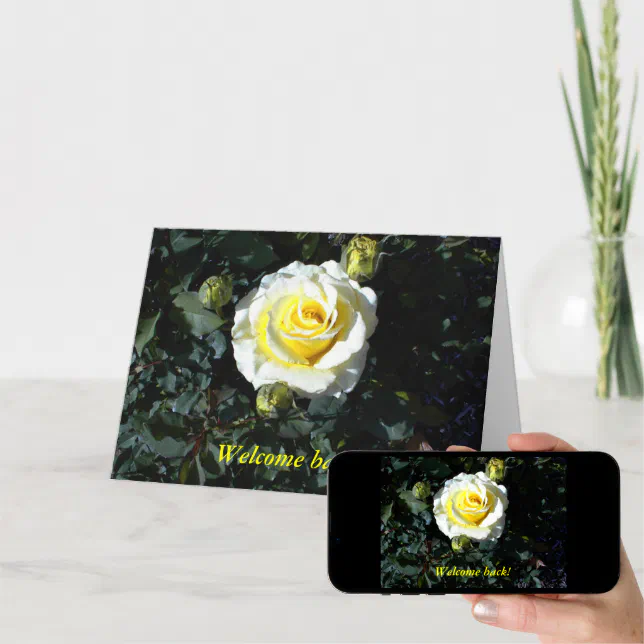 Welcome Back Card with Yellow Roses | Zazzle