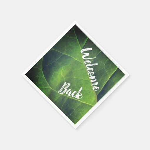 Welcome Back Green Leaf Photo Volunteer Employee Napkins | Zazzle