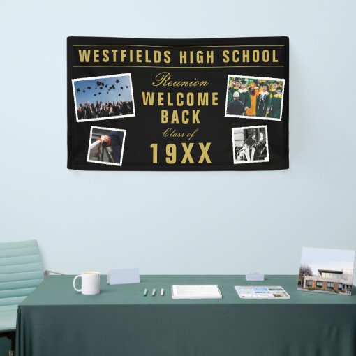Welcome Back School Reunion Four Photo Collage Banner | Zazzle