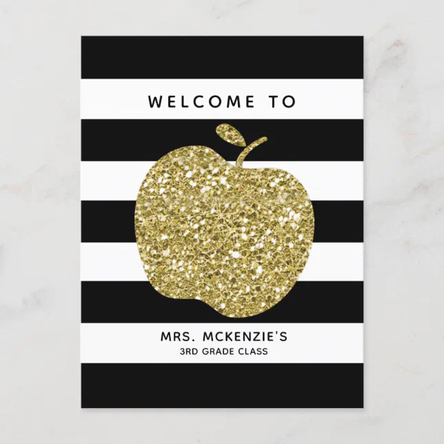 Welcome Back to School Apple Personalized Postcard | Zazzle