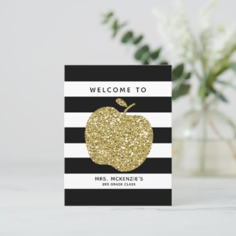Welcome Back to School Apple Personalized Postcard | Zazzle