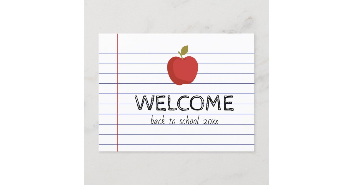 Welcome Back to School Cute Apple Postcard | Zazzle