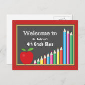 Welcome Back To School Fourth Grade | Colorful Postcard | Zazzle