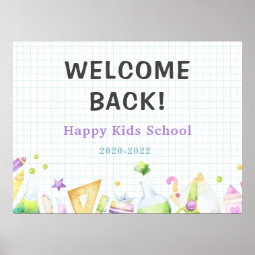 welcome back to school kindergarten kids cute poster | Zazzle