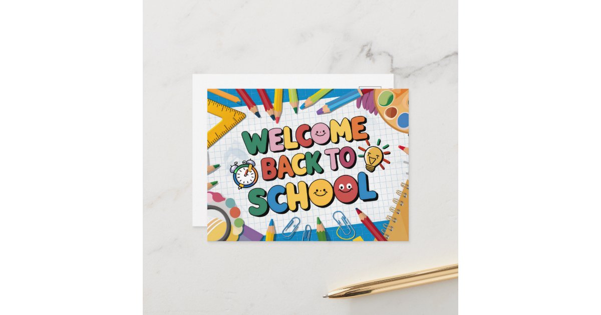 Welcome back to school postcard | Zazzle