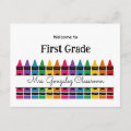 Welcome Back to School Rainbow Crayon Holiday Postcard | Zazzle