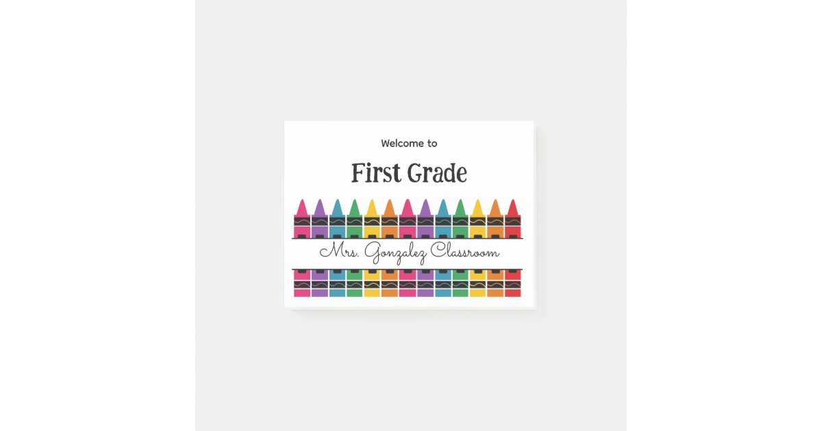 Welcome Back to School Rainbow Crayon Post-it Notes | Zazzle