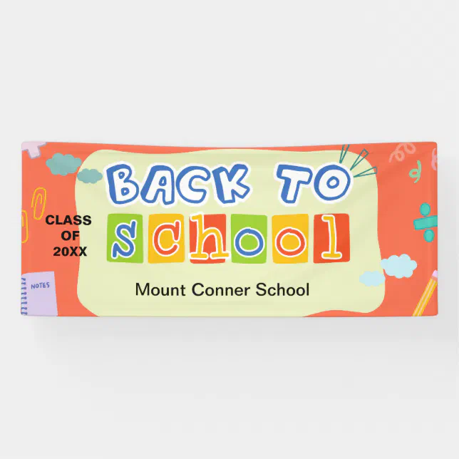 Welcome Back To School Red BackGround Banner | Zazzle