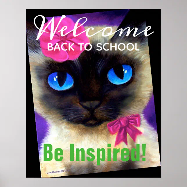 Welcome Back To School Siamese Cat Personalized Poster | Zazzle