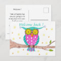 Welcome back-to-school teacher owl postcard | Zazzle