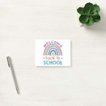 Welcome Back to School Teacher Staff Rainbow Post-it Notes | Zazzle