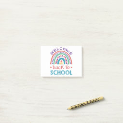 Welcome Back to School Teacher Staff Rainbow Post-it Notes | Zazzle