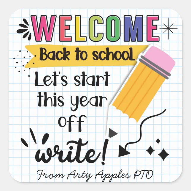 welcome back to school teacher welcome square sticker | Zazzle