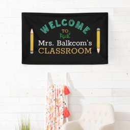 Welcome Back To School Yellow Pencils Banner | Zazzle