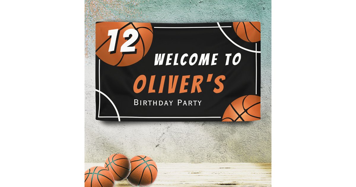 Welcome Basketball Sports Kids Birthday Party Banner | Zazzle