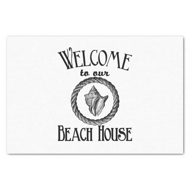 Welcome beach house vintage sea shell party tissue tissue paper | Zazzle
