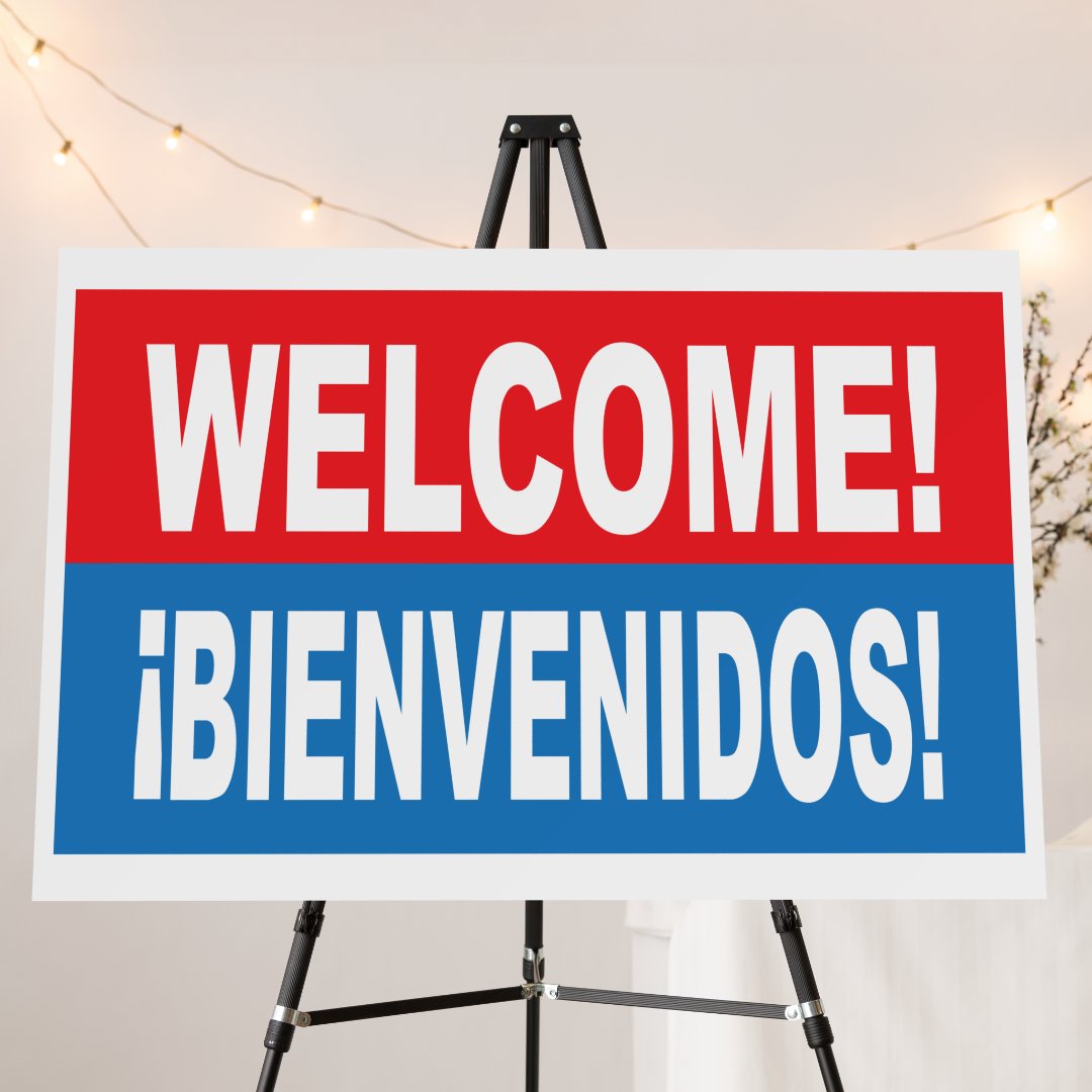 Welcome Bienvenidos English Spanish Foam Boards | Zazzle