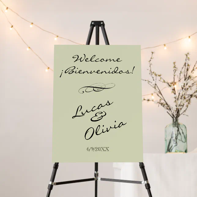 Welcome Bienvenidos wedding sign bilingual Spanish | Zazzle