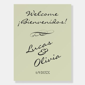 Welcome Bienvenidos wedding sign bilingual Spanish | Zazzle