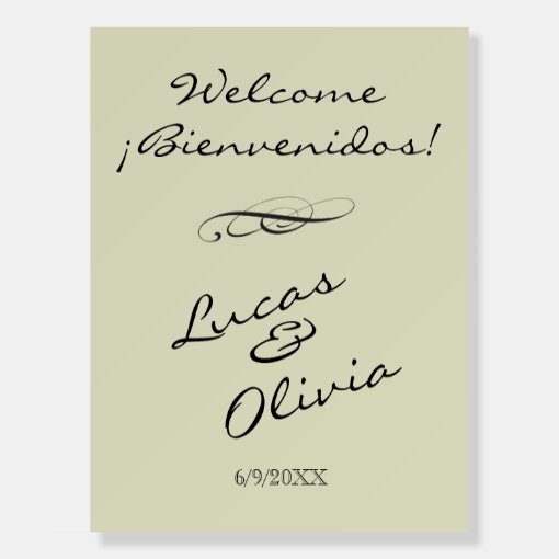 Welcome Bienvenidos wedding sign bilingual Spanish | Zazzle