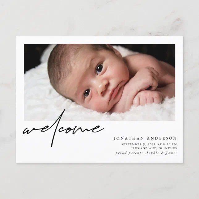Welcome Birth Announcement & Thank You Postcard | Zazzle