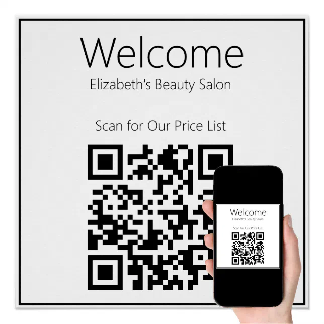Welcome Black and White Business Scan QR Code Poster | Zazzle