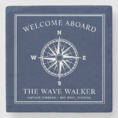 Welcome Boat Message | Nautical Compass Themed Stone Coaster | Zazzle