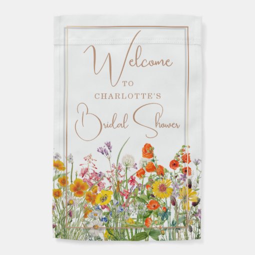 Welcome Bridal Shower Colorful Wildflower Country Garden Flag | Zazzle