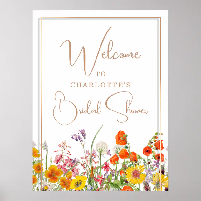 Welcome Bridal Shower Colorful Wildflower Country Poster | Zazzle