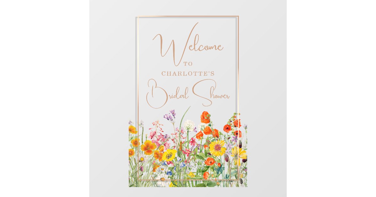 Welcome Bridal Shower Colorful Wildflower Country Window Cling | Zazzle