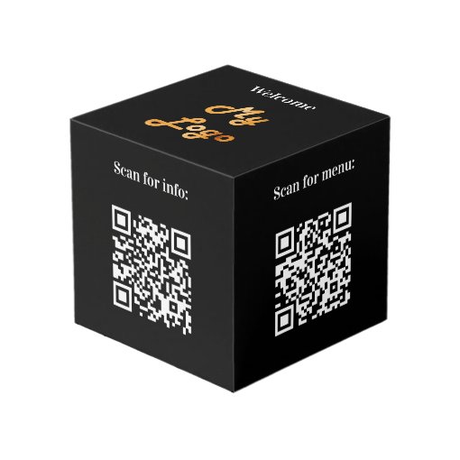 Welcome business logo QR code info table Cube | Zazzle