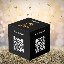 Welcome business logo QR code info table Cube | Zazzle