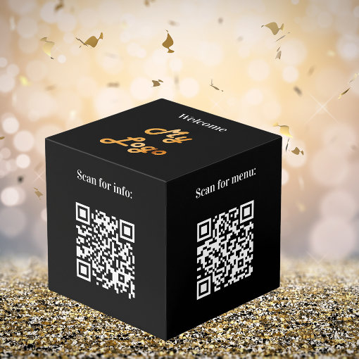 Welcome business logo QR code info table Cube | Zazzle