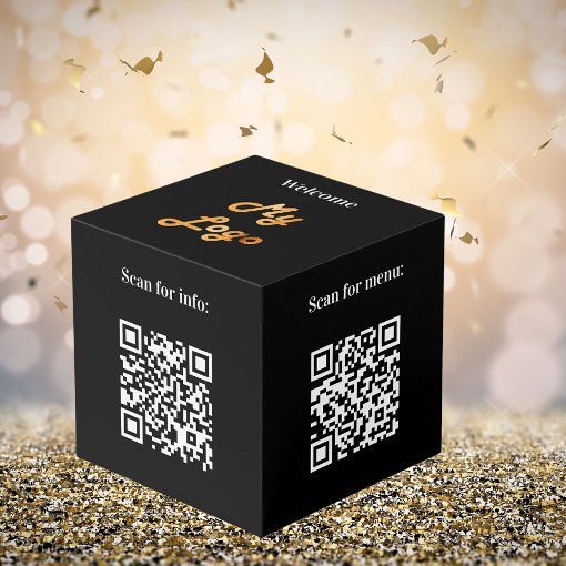 Welcome business logo QR code info table Cube | Zazzle