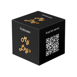 Welcome business logo QR codes info menu table Cube | Zazzle