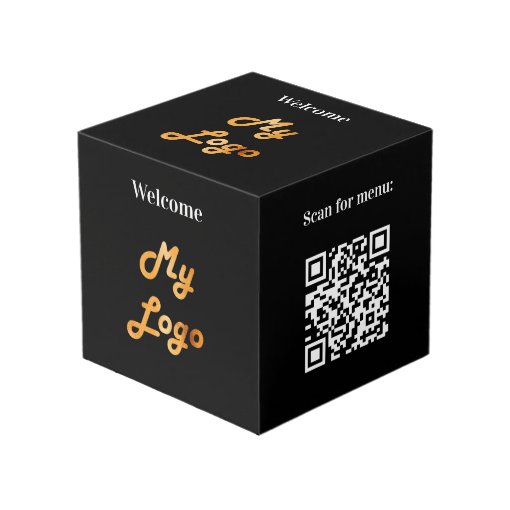 Welcome business logo QR codes info menu table Cube | Zazzle