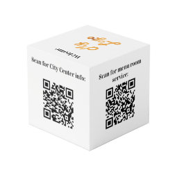 Welcome business logo QR codes info white table Cube | Zazzle