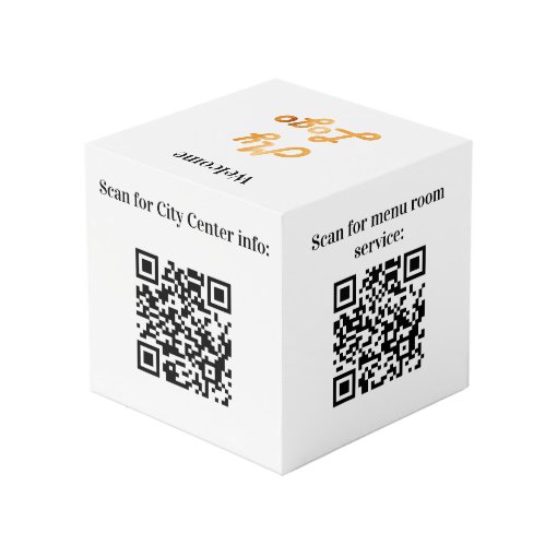 Welcome business logo QR codes info white table Cube | Zazzle