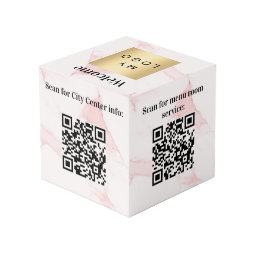 Welcome business logo QR codes marble info table Cube | Zazzle