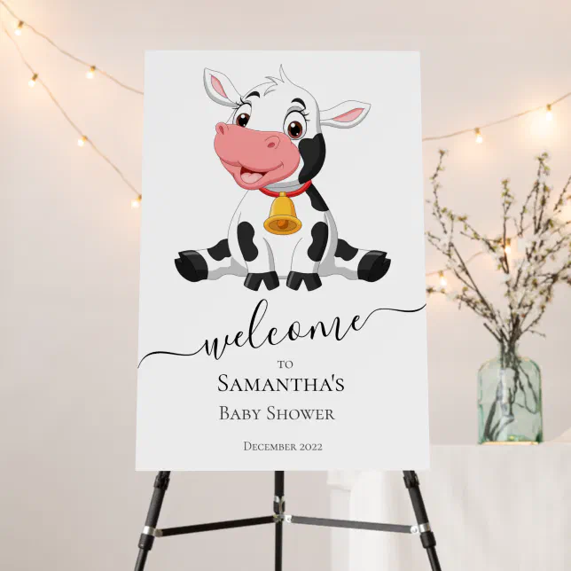 Welcome Cartoon Cow Calf Baby Shower Foam Board | Zazzle