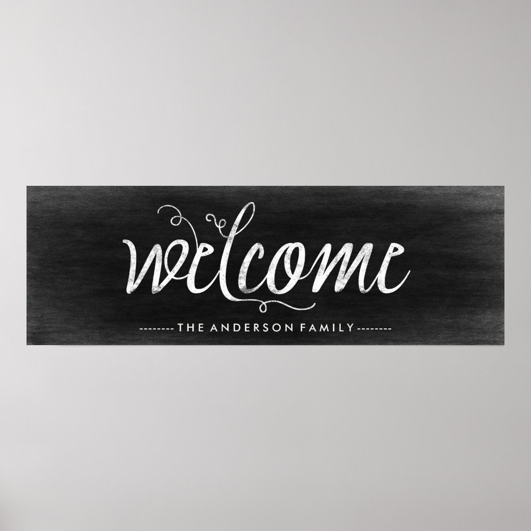 Welcome Chalkboard Look with Trendy Typography Poster | Zazzle