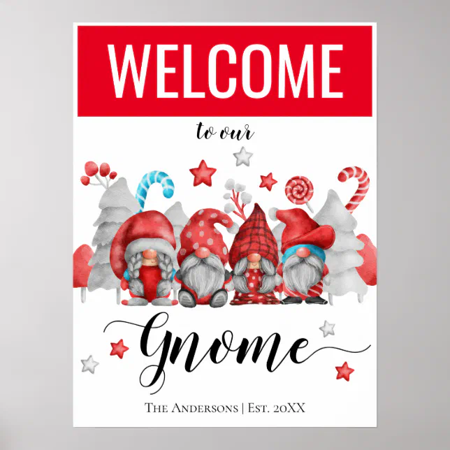 Welcome Christmas Gnomes Poster | Zazzle